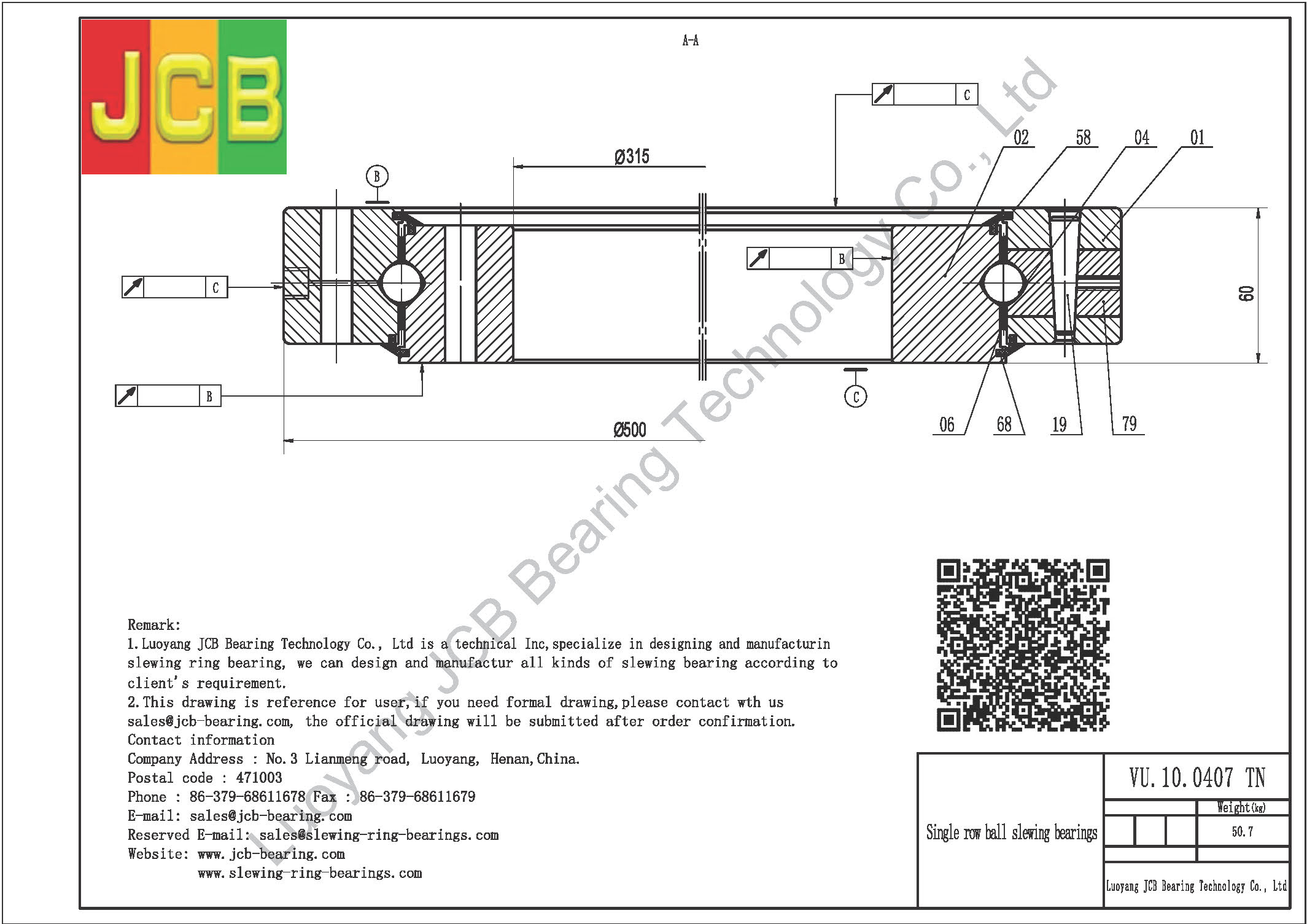 VU.10.0407 TN SLEWING BEARING VU.10.0407 TN SLEWING BEARING