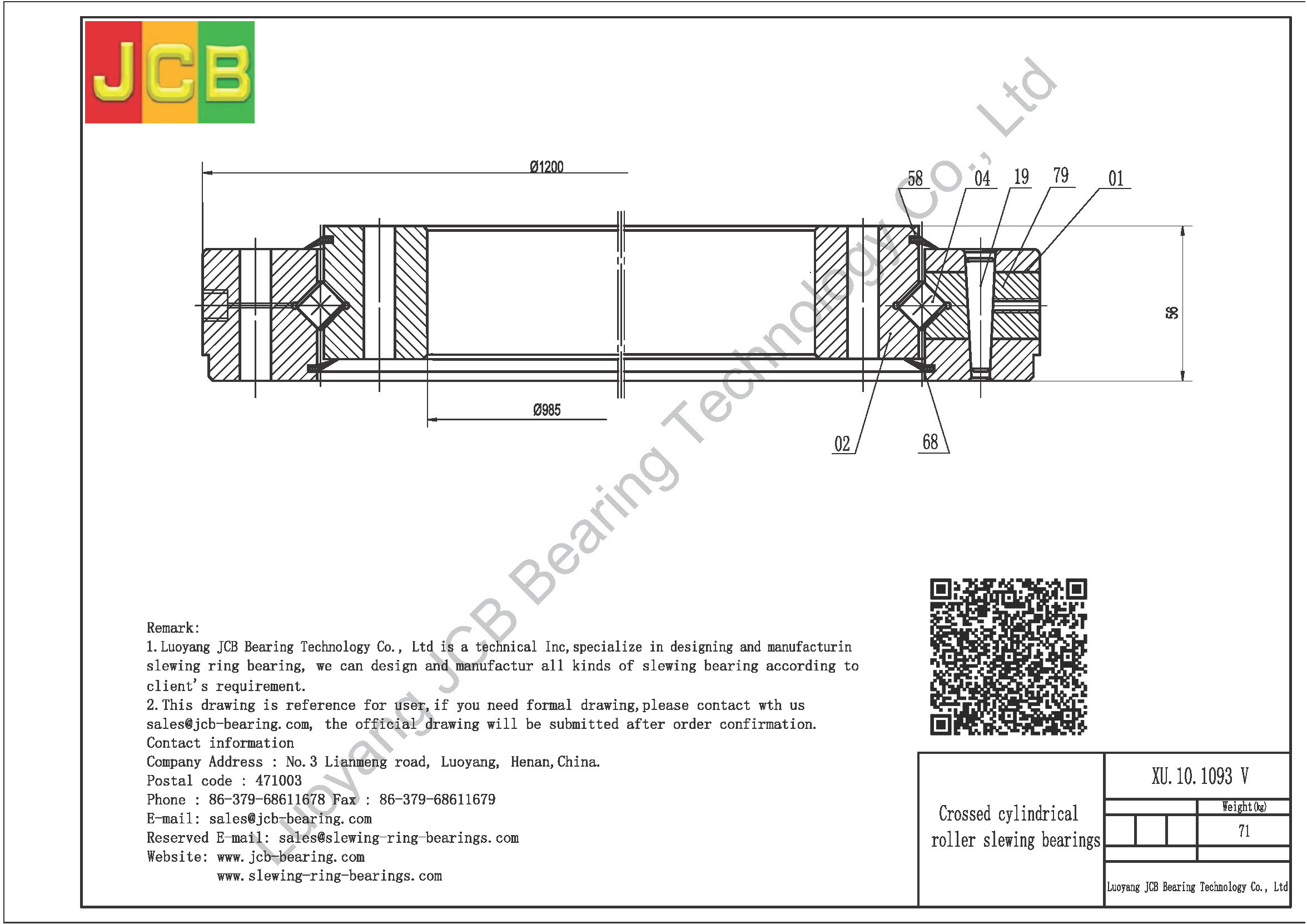 XU.10.1093 V SLEWING BEARING XU.10.1093 V SLEWING BEARING